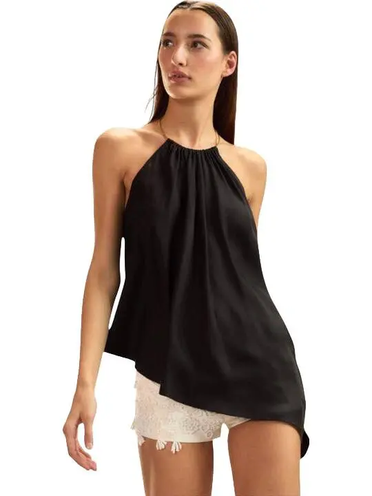 Cynthia Rowley Talita Silk Halter Top - Black