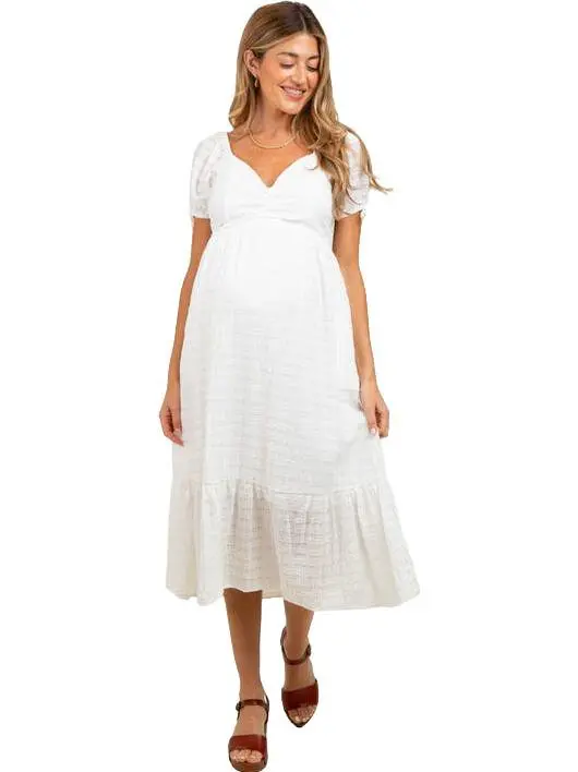 PINKBLUSH Sweetheart Neckline Maternity Dress - Ivory
