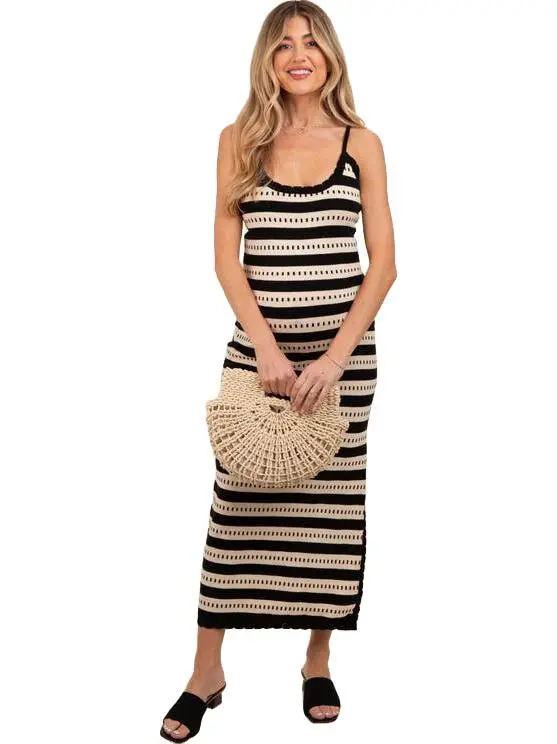 PINKBLUSH Patterned Sleeveless Maxi Dress - Beige