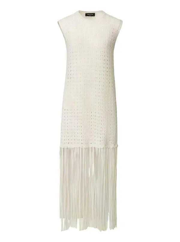 Fabiana Filippi Crochet-knit Fringe-detail Top - Neutrals