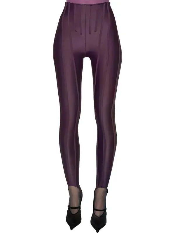 MUGLER High-waist Panelled Leggings - Purple