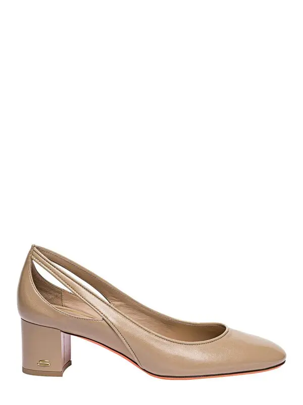 Santoni Leather Mid-heel Pump - Brown