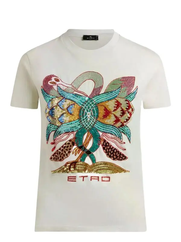 Etro Embellished Floral-print T-shirt - White