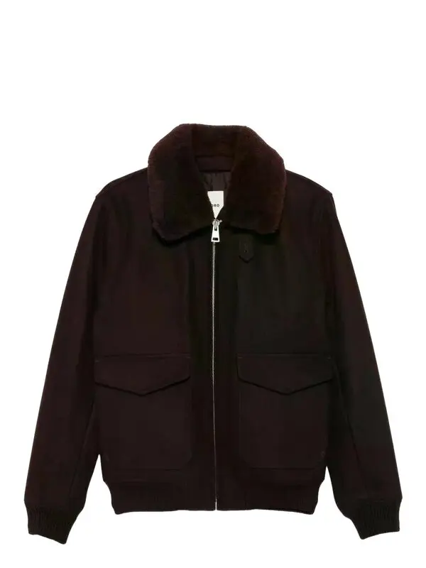 Sandro Shearling-collar Wool-blend Jacket - Brown