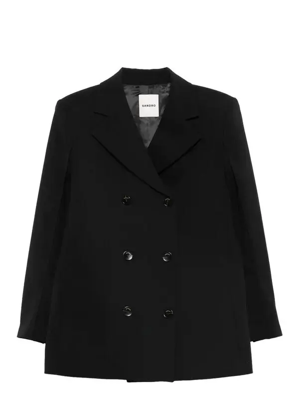 Sandro Double-breasted Notched-lapel Blazer - Black