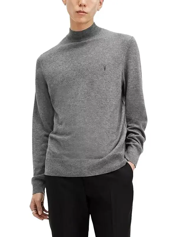ALLSAINTS Turtleneck Logo Sweater - Grey