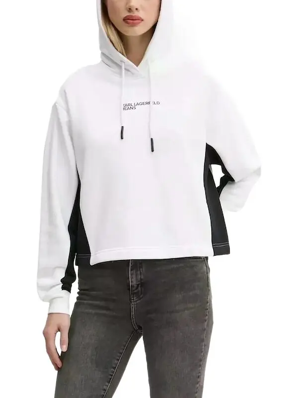 Karl Lagerfeld Logo-detail Color-block Hoodie - White