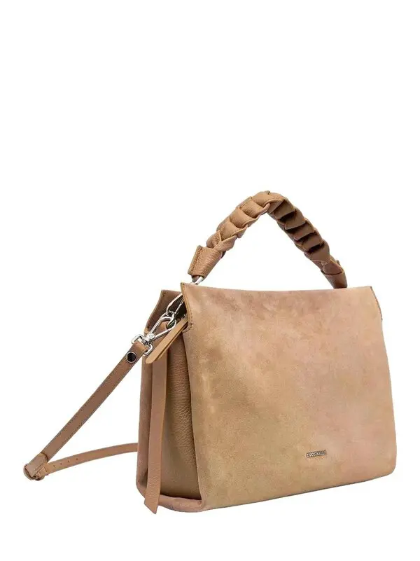 COCCINELLE Braided-handle Suede Tote - Brown
