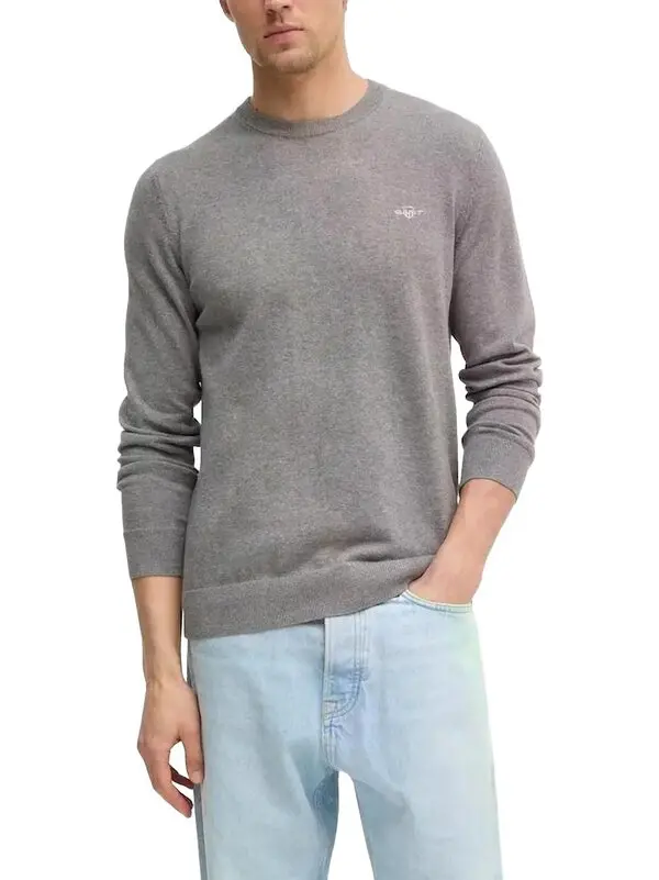 Gant Logo-embroidered Crew-neck Sweater - Grey