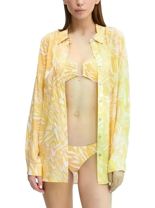 Melissa Odabash Leaf-print Button-down Shirt - Yellow
