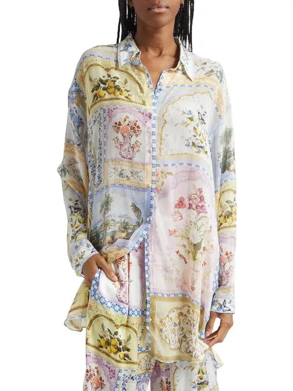 Camilla Long Sleeve Silk Tunic - Botanical Ballads
