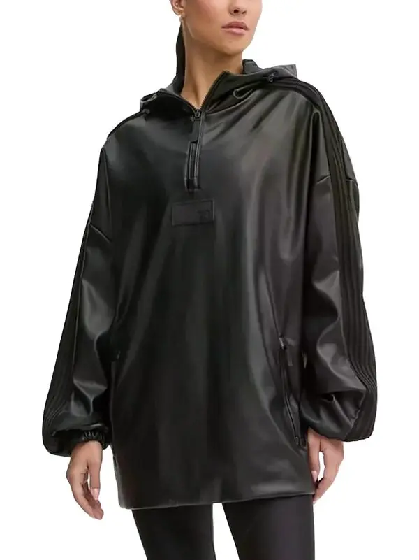 Emporio Armani Faux-leather Hoodie - Black