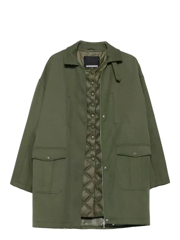 Patrizia Pepe Integrated Vest Wool Coat - Green