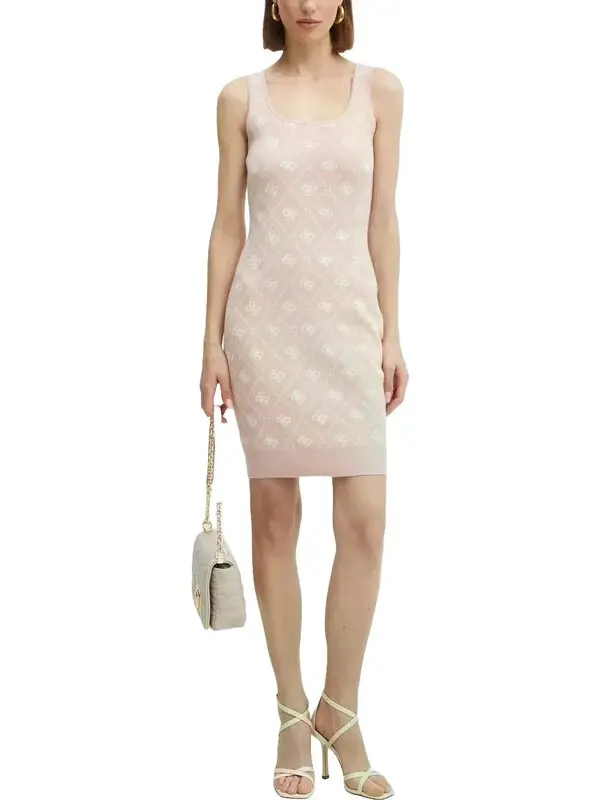 Guess Logo-pattern Sleeveless Mini Dress - Pink