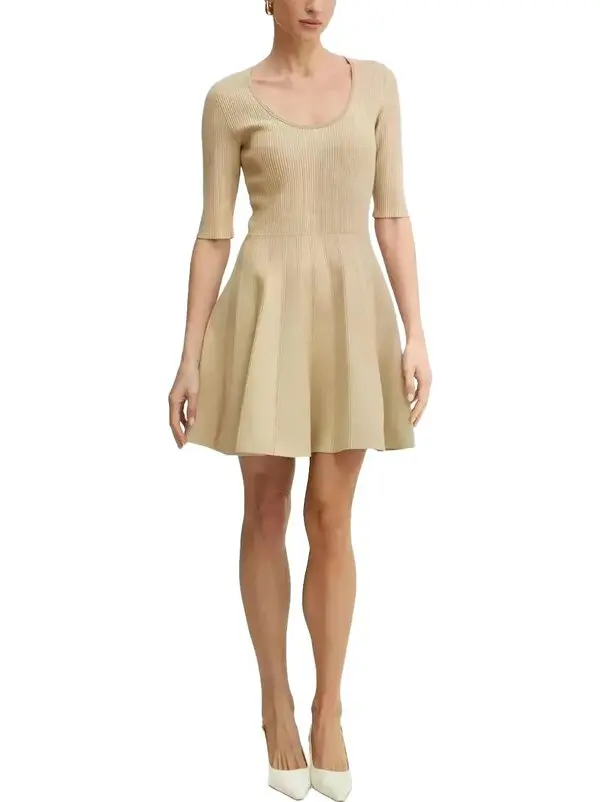 BOSS Ribbed Knit Mini Dress - Neutrals
