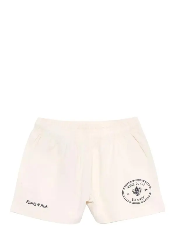 SPORTY & RICH Embroidered Logo Shorts - Neutrals