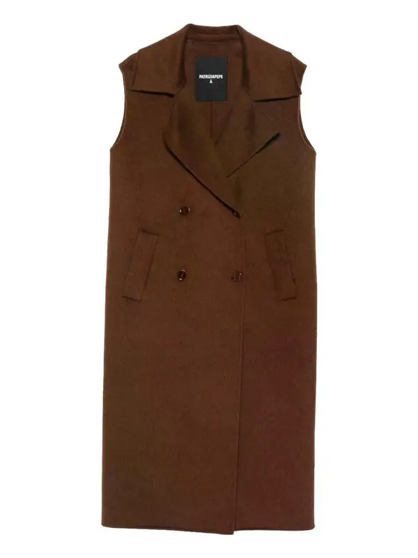 Patrizia Pepe Double-breasted Sleeveless Coat - Brown