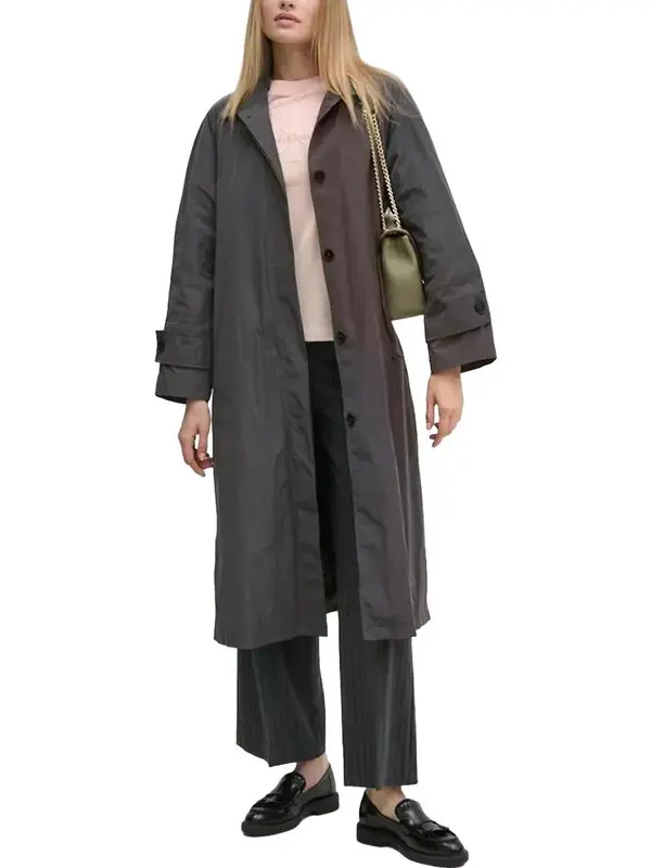 SANDRO FERRONE Button-fastening Longline Coat - Grey