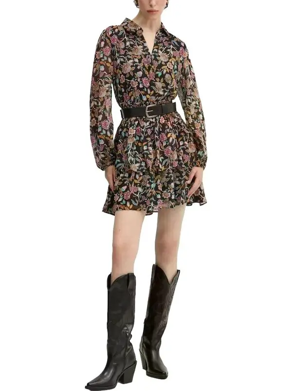 Desigual Floral-print Smock Mini Dress - Brown