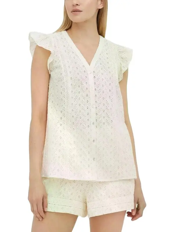 BRUUNS BAZAAR Eyelet Ruffled Shirt - White