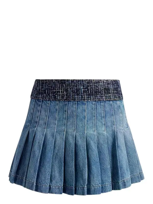Alice + Olivia Mera Pleated Denim Skirt - Blue