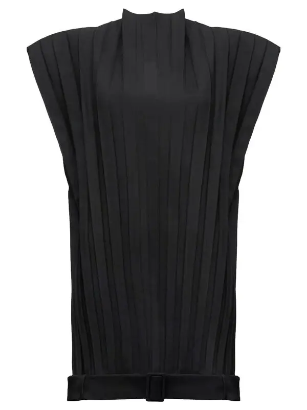 MAISON MARGIELA Pleated Sleeveless Mini Dress - Black
