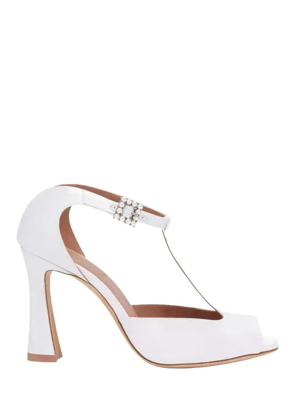 MALONE SOULIERS 90mm Pearl-embellished T-bar Sandals - White