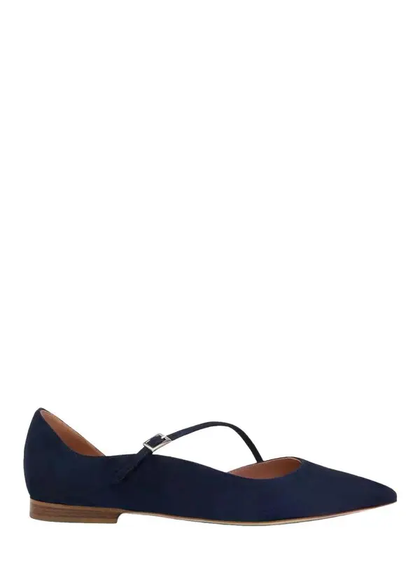 MALONE SOULIERS Bettina Buckle-strap Suede Flats - Blue