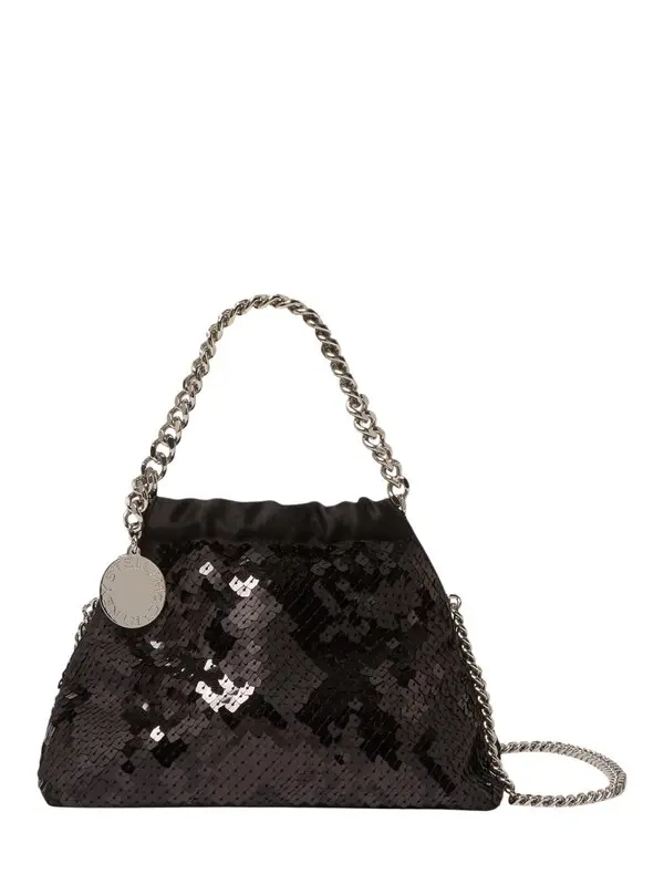 Stella McCartney Falabella Sequin Drawstring Crossbody Bag - Black