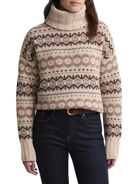 Barbour Fair Isle Wool-blend Turtleneck Tunic Sweater - Birch Multi