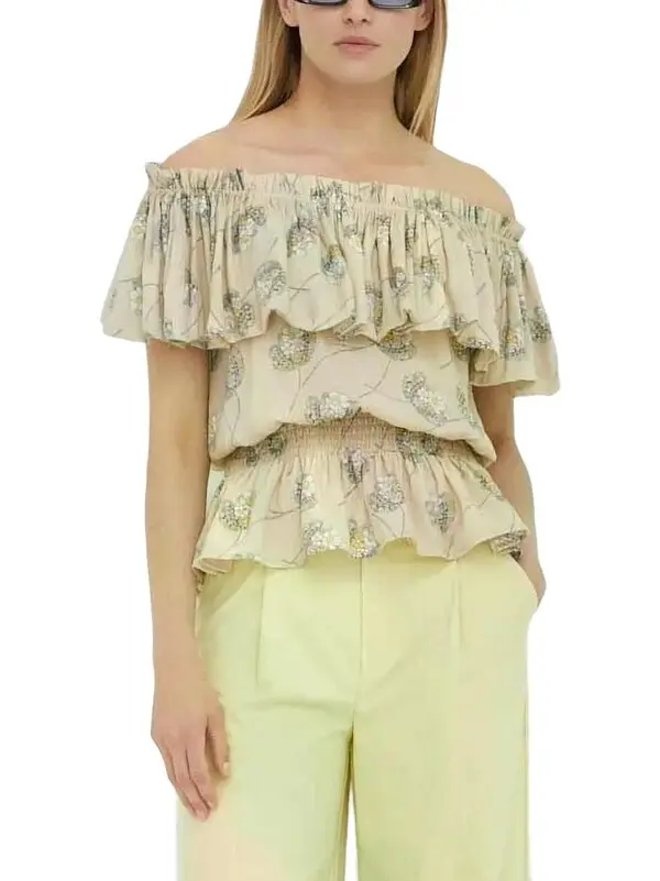 BRUUNS BAZAAR Floral-print Ruffled Blouse - Neutrals
