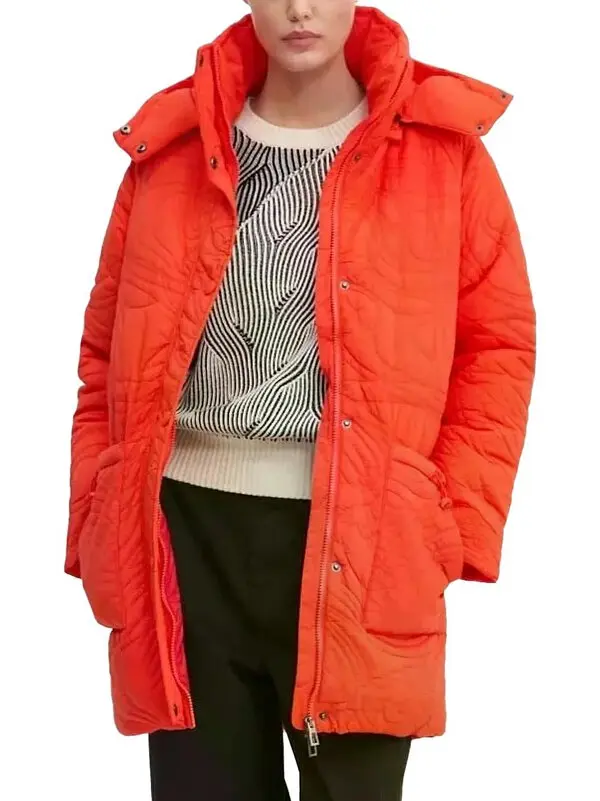 Desigual Quilted Hooded Jacket - Orange