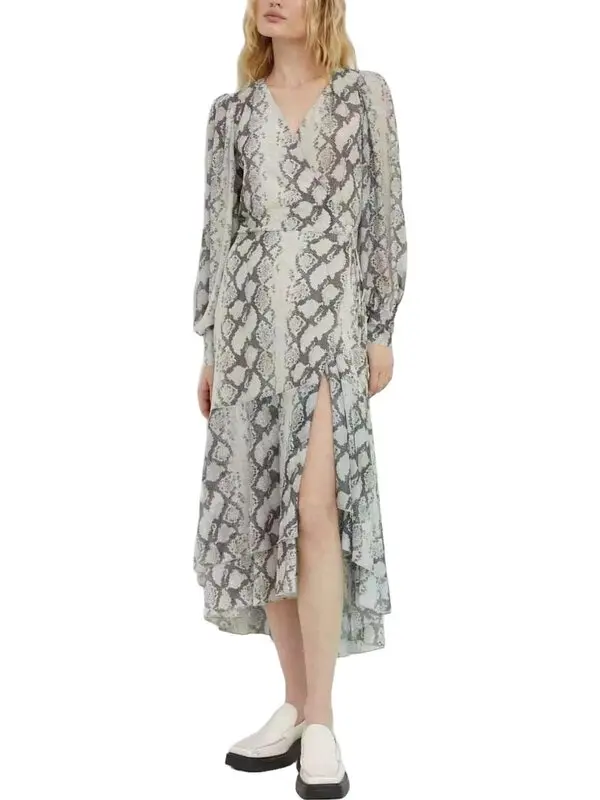 BRUUNS BAZAAR Snakeskin-print Wrap Midi Dress - Neutrals