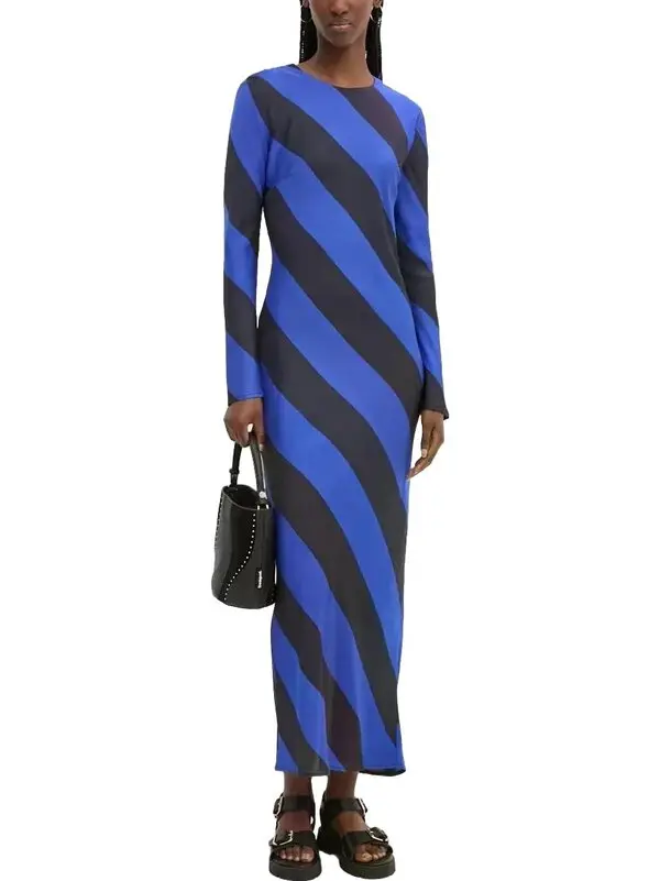 Desigual Diagonal Stripe Midi Dress - Blue