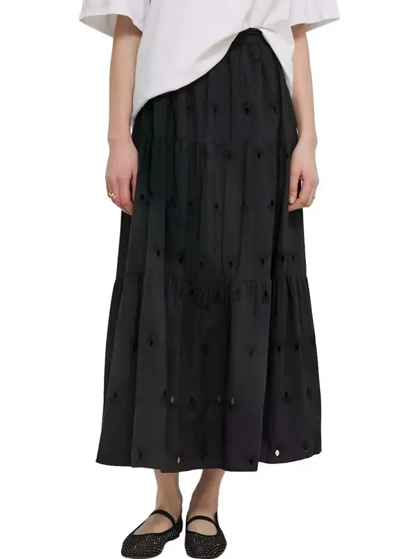 Desigual Eyelet-embroidered Tiered Maxi Skirt - Black
