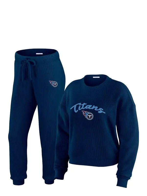 WEAR BY ERIN ANDREWS Tennessee Titans Knitted Lounge Set - Navy