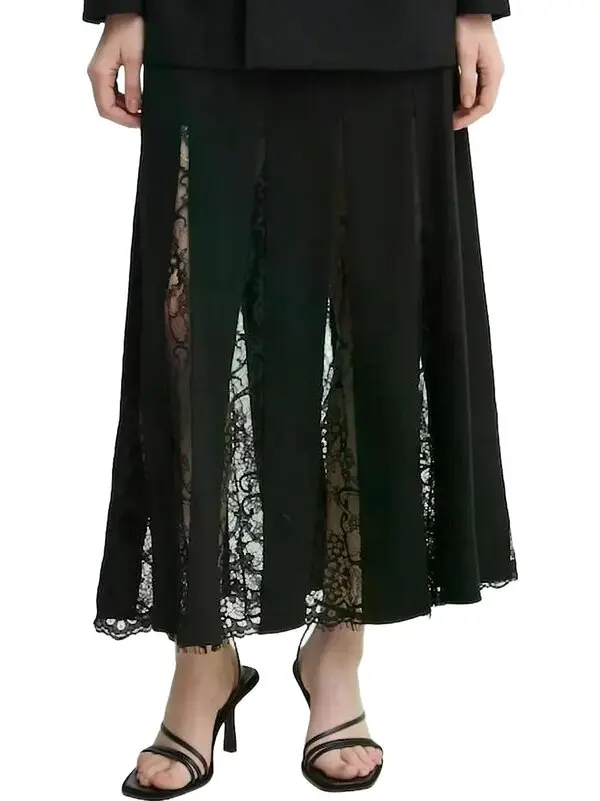 A.L.C. Lace-insert Midi Skirt - Black
