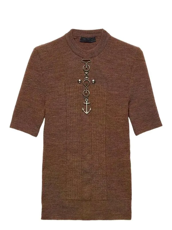 Prada Anchor-detail Ribbed Knit Sweater - Brown