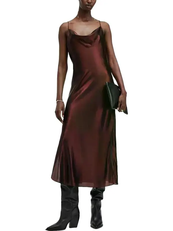 ALLSAINTS Cowl-neck Slip Midi Cocktail Dress - Red
