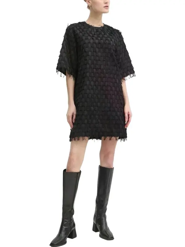 Day Birger Et Mikkelsen Fringe-detail Short-sleeve Dress - Black
