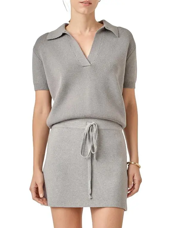 English Factory Johnny Collar Knit Top - Heather Grey