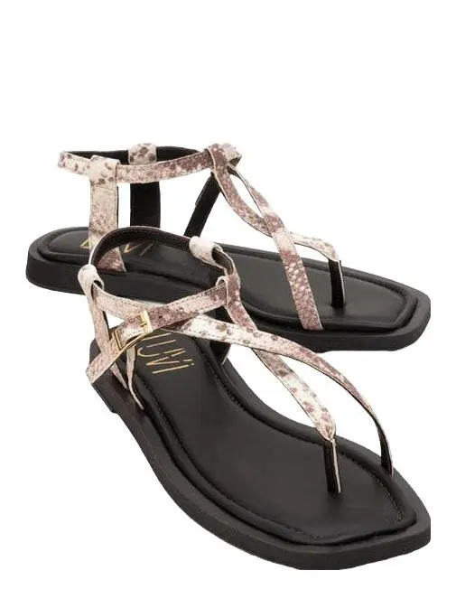 FOREVER & ALWAYS SHOES Morgana Leather Thong Sandal - Brown Leather