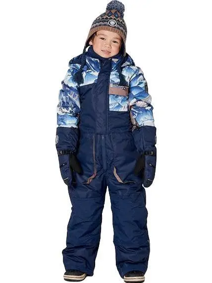 DEUX PAR DEUX One-piece Play Snowsuit With Mountains - Navy Blue