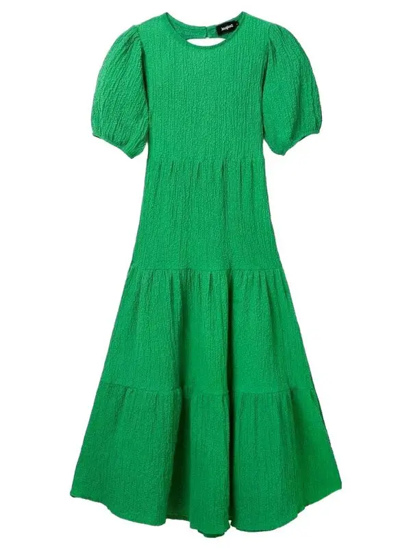 Desigual Short-sleeve Tiered Midi Dress - Green