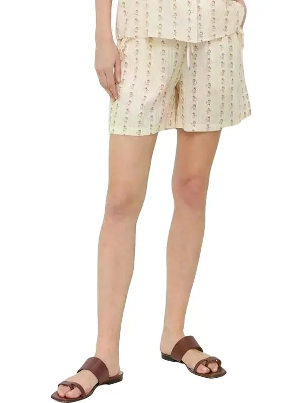 NOTES DU NORD Floral-print Ruffled Shorts - Neutrals