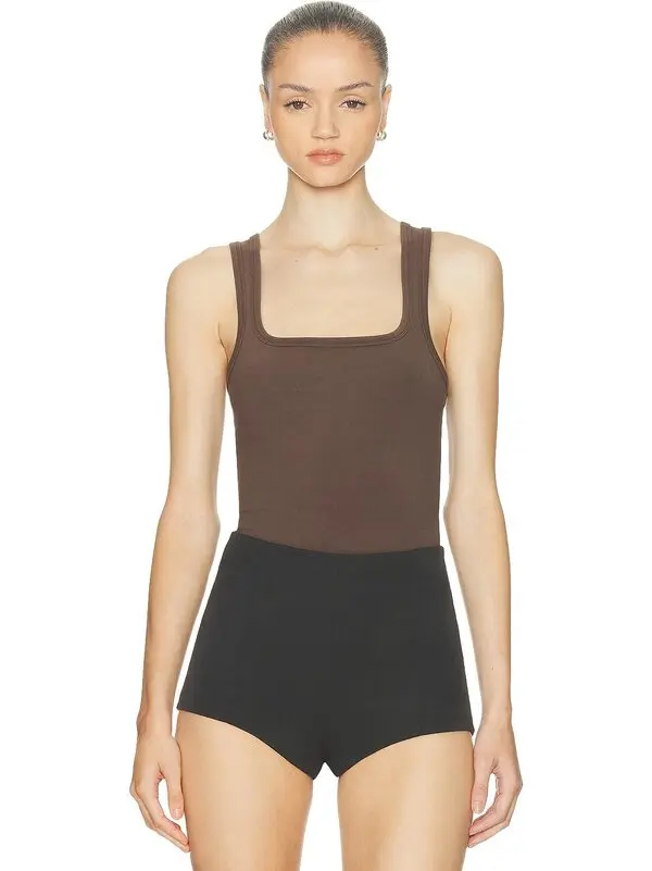 ENTIRE STUDIOS Square Neck Tank Top - Brunette