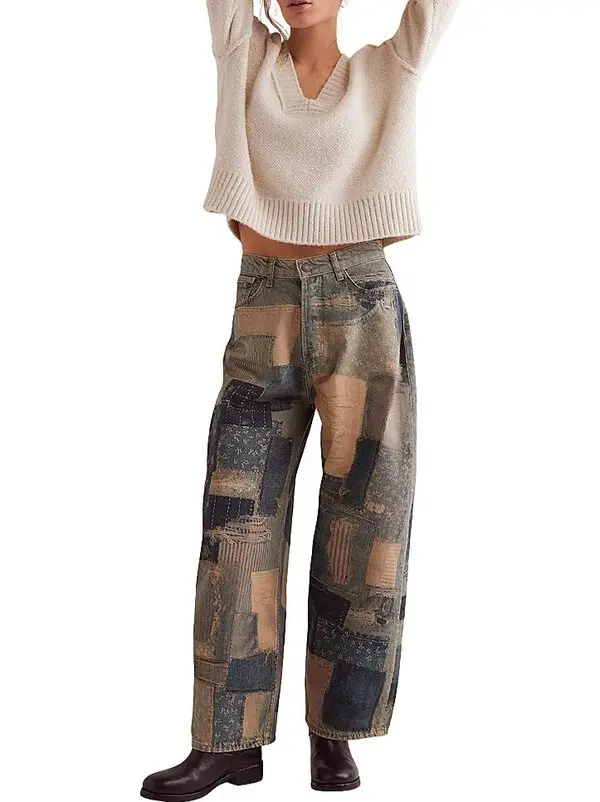 Free People Illusion Patchwork Jeans - Indigo Combo