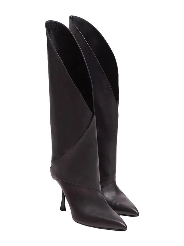 Balmain Twist Heeled Leather Boots - Black