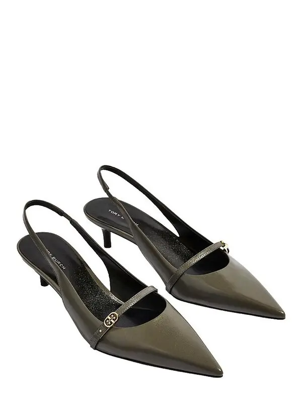 Tory Burch Double T Buckle Mary Jane Pumps - Dark Grigi