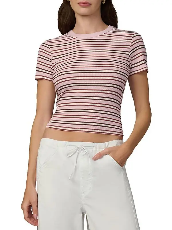Joe's Jeans Striped Fitted Baby Tee - Blush/ecru